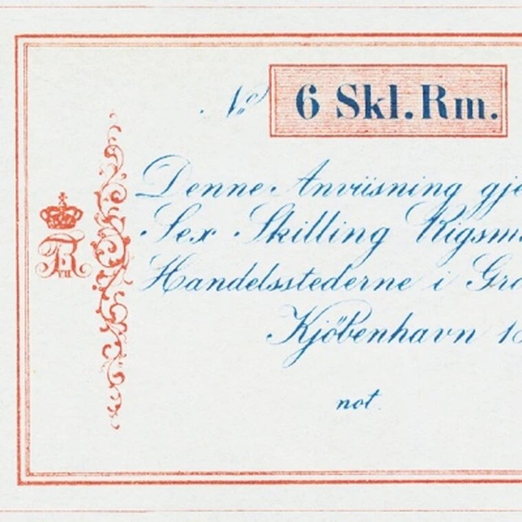 6 скиллингов 1856 года Гренландия, сувенирная копия, банкноты и купюры редкие коллекционные