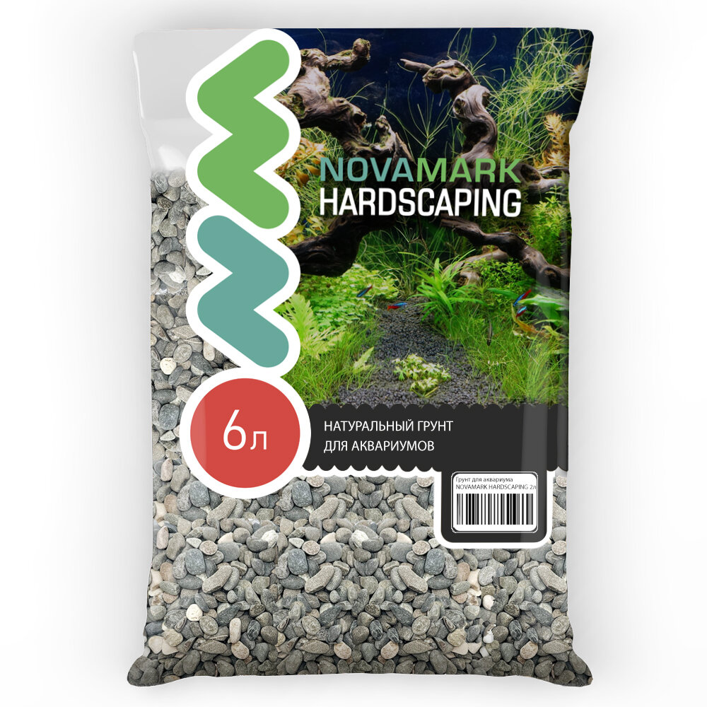 Грунт для аквариума NOVAMARK HARDSCAPING Галька морская темная 5-10 мм (Relict Dark), 6л (10кг)