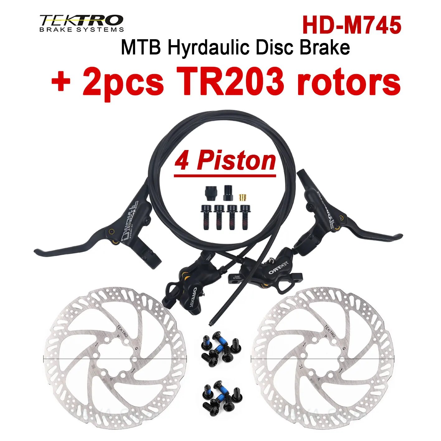 TEKTRO HD-M745 4-поршневой дисковый тормоз, 203mm