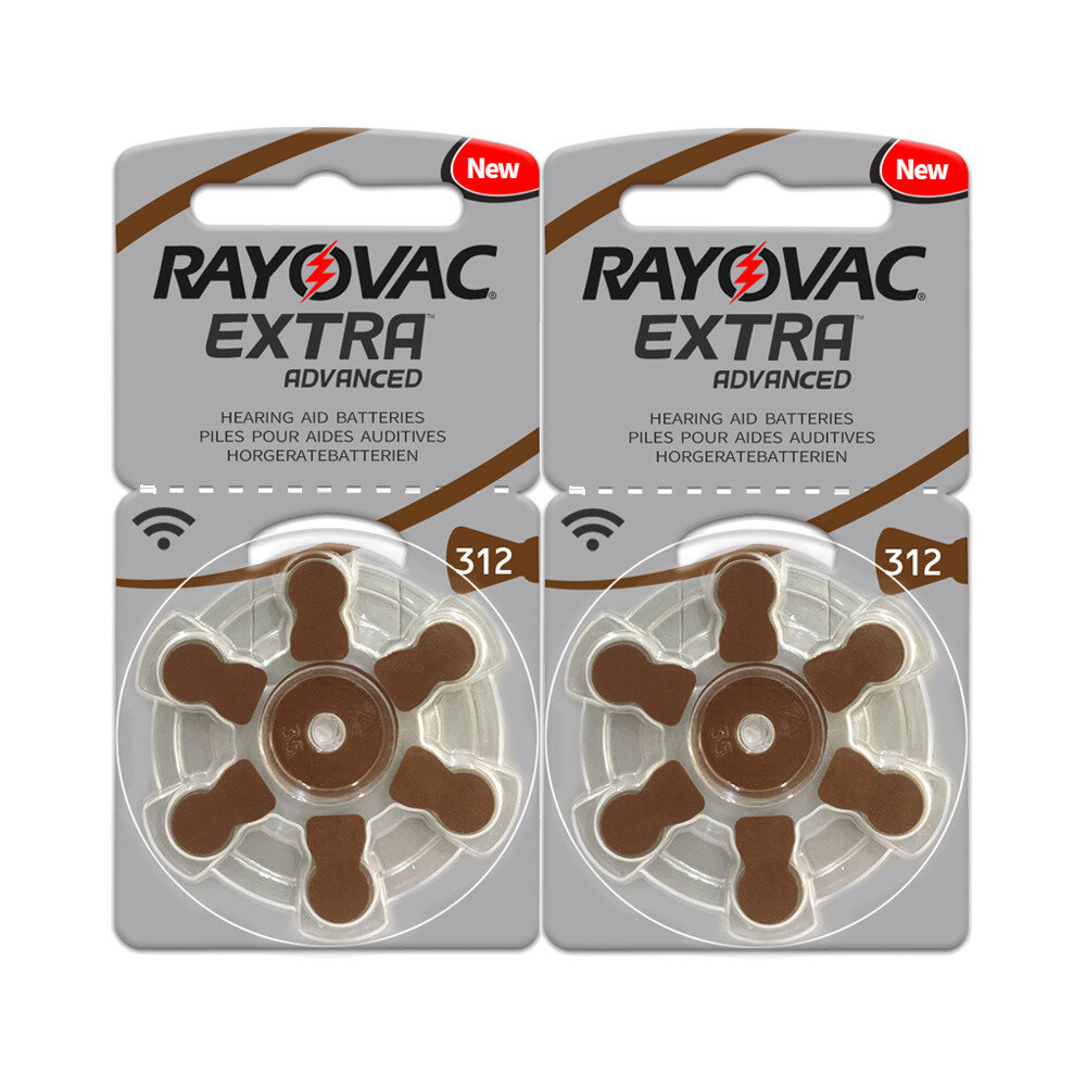 Батарейки RAYOVAC Extra 312 A312 (PR41) для слухового аппарата, 2 блистер (12 батареек)