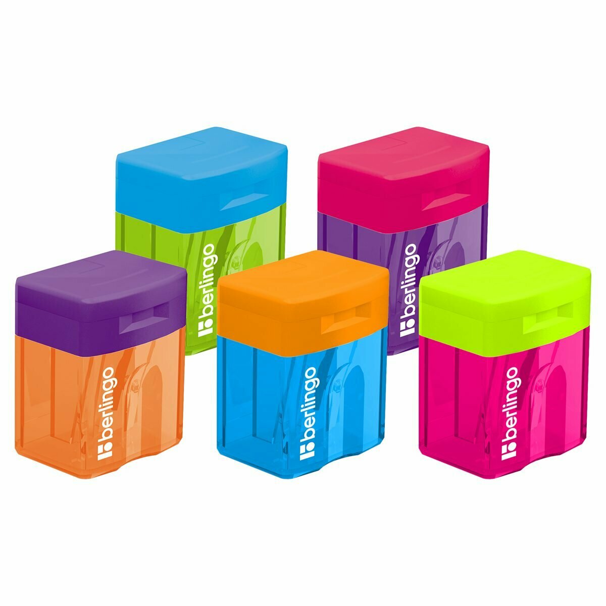 Точилка ручная пластиковая Berlingo Fuze (1 отверстие, с контейнером) 20шт. (BBp_15017)