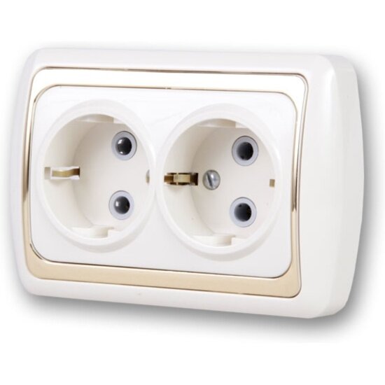 Розетка Duewi 2-х местная скрытой проводки с заземлением 26257 2