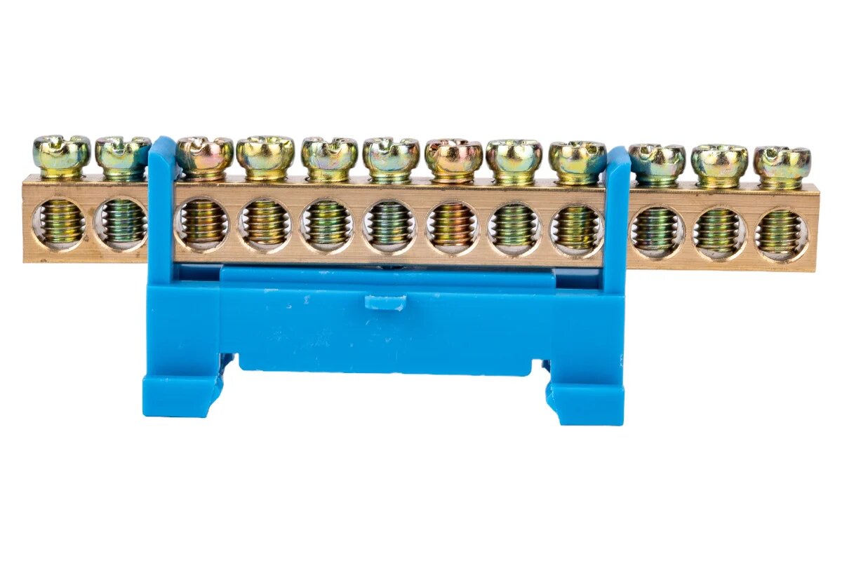 Шина N нулевая с изолятором на DIN-рейку 6х9мм 12 групп малая стойка юпитер (JP7208-03)