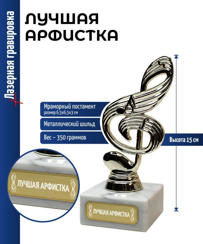 Подарки Статуэтка Ключ "Лучшая арфистка" (15 см)