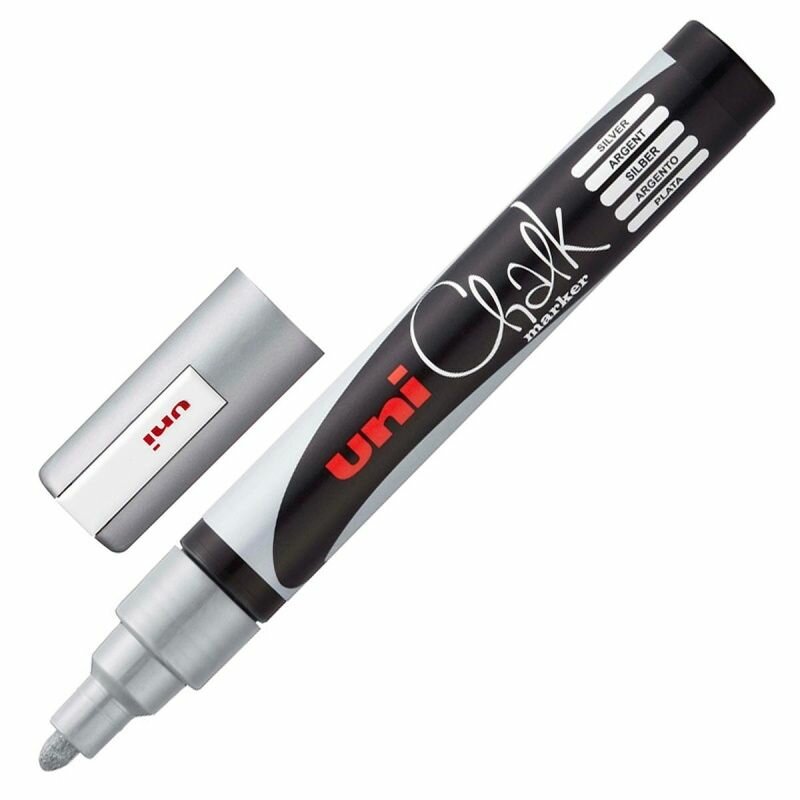 Маркер меловой UNI серебро, 1,8-2,5 мм