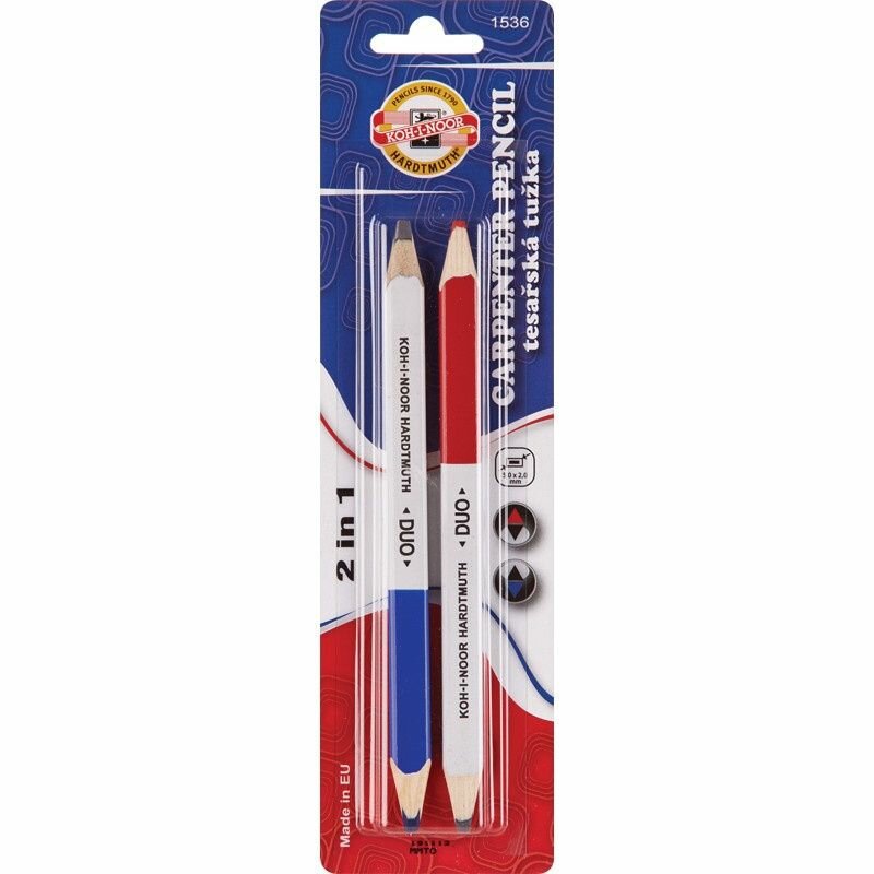 Карандаш чернографитный KOH-I-NOOR столярный, двойной, Duo, 2B, 2 шт