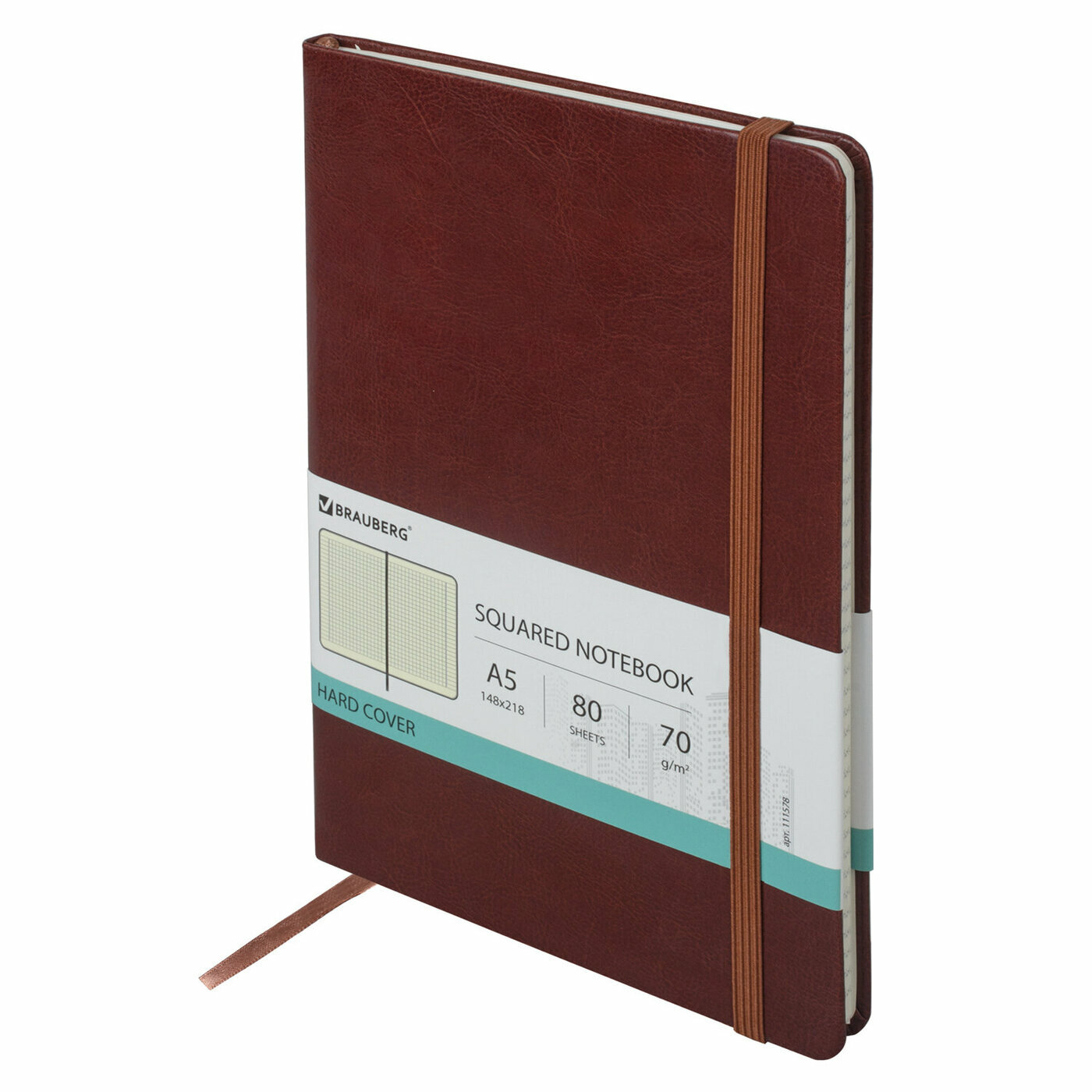 Блокнот Brauberg А5, (148х218 мм), "Metropolis Special", под кожу, резинка, 80 листов, коричневый (111578)