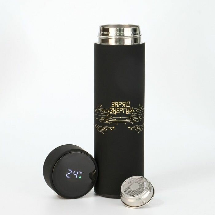 Термос Мастер К с термометром, "Заряд", Soft Touch, 500 мл, сохраняет тепло 10 часов (7109005)