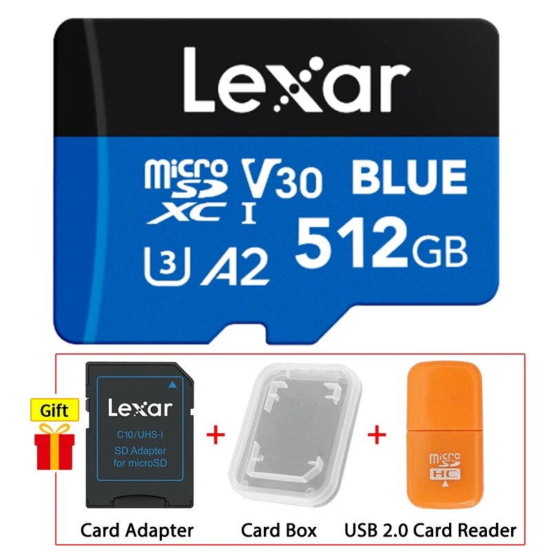 Lexar BLUE Micro SD карта памяти 1 ТБ / 512 ГБ / 256 ГБ / 128 ГБ 512 ГБ