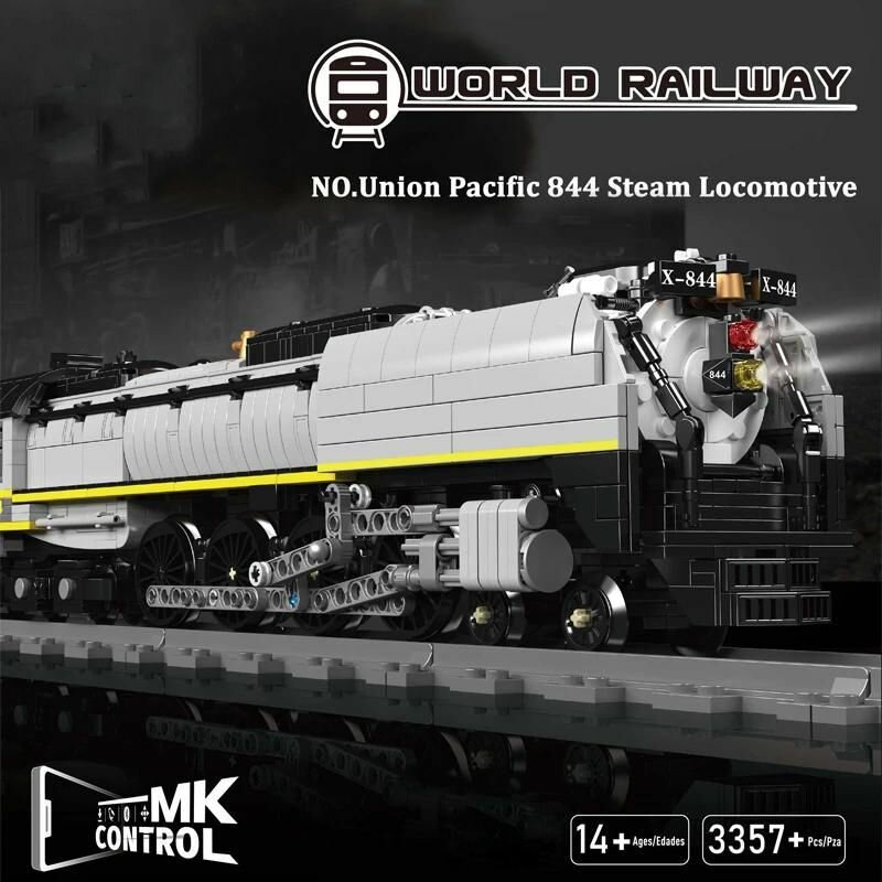 Конструктор ретро поезд, Mould King 12018S, "Тепловоз EMD F7 WP" 1541 деталь, на радиоуправлении, Игрушки для детей и взрослых