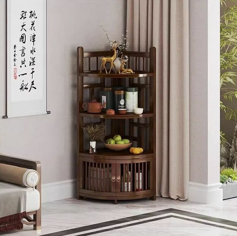 Угловой стеллаж для хранения вещей, 4 этажа с дверями