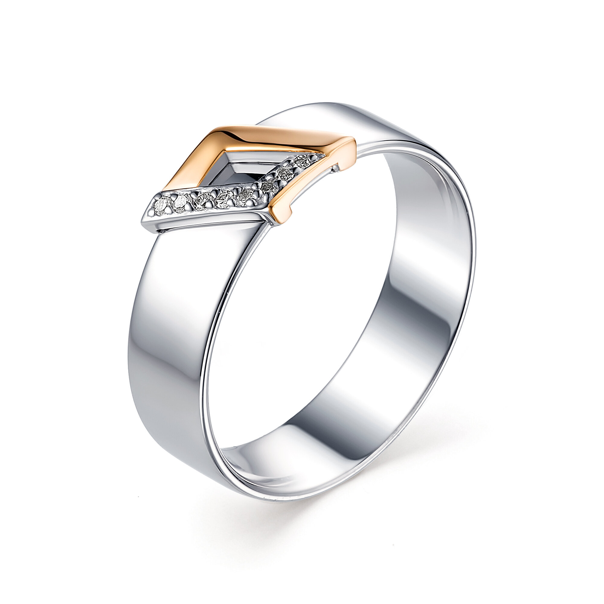 Кольцо, серебро, 925 проба, родирование, бриллиант