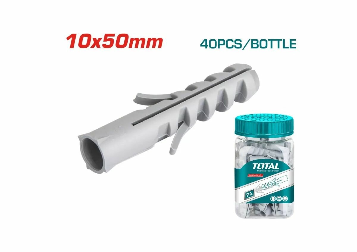 Дюбель TOTAL WJSP1005011, распорный, пластиковый, длина 50 мм