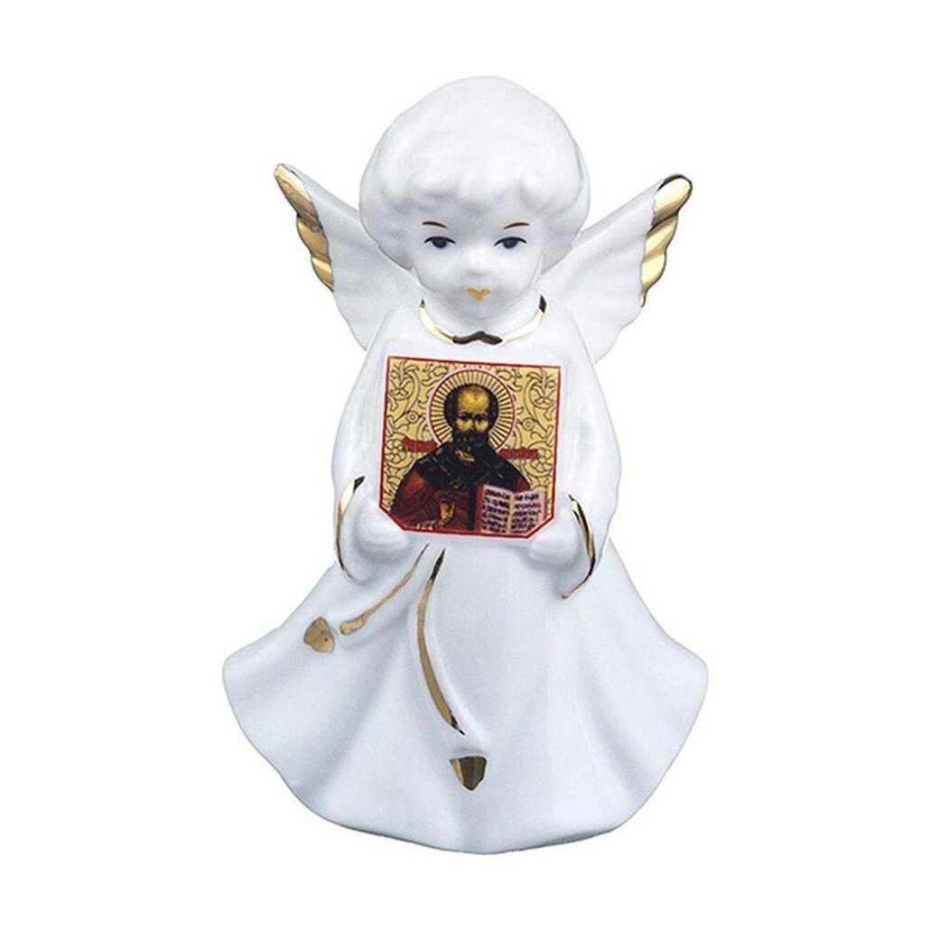 Фигурка "Ангелочек" из фарфора, 10см, белый/золотой, коллекция "Пасха"