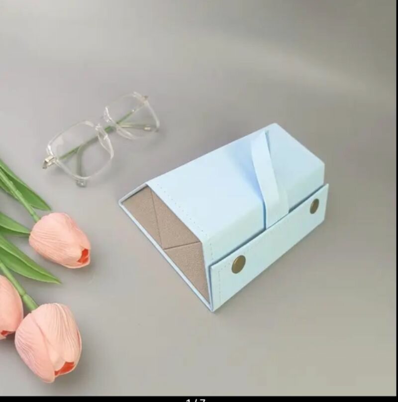 Чехол для очков. Футляр, органайзер для хранения очков подвесной, складной. Голубой