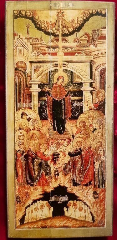 Икона Божией Матери Непроходимая Дверь на дереве на левкасе (13 см)