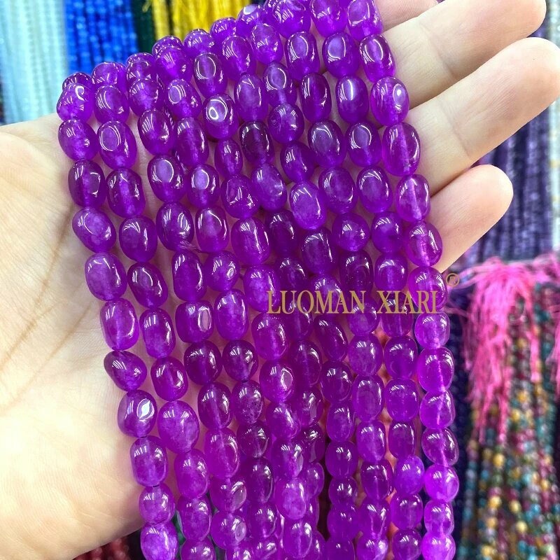 LUOMAN XIARI Бусины из халцедона 32-34 шт Фиолетовый, 8x10mm 32-34pcs, rose purple