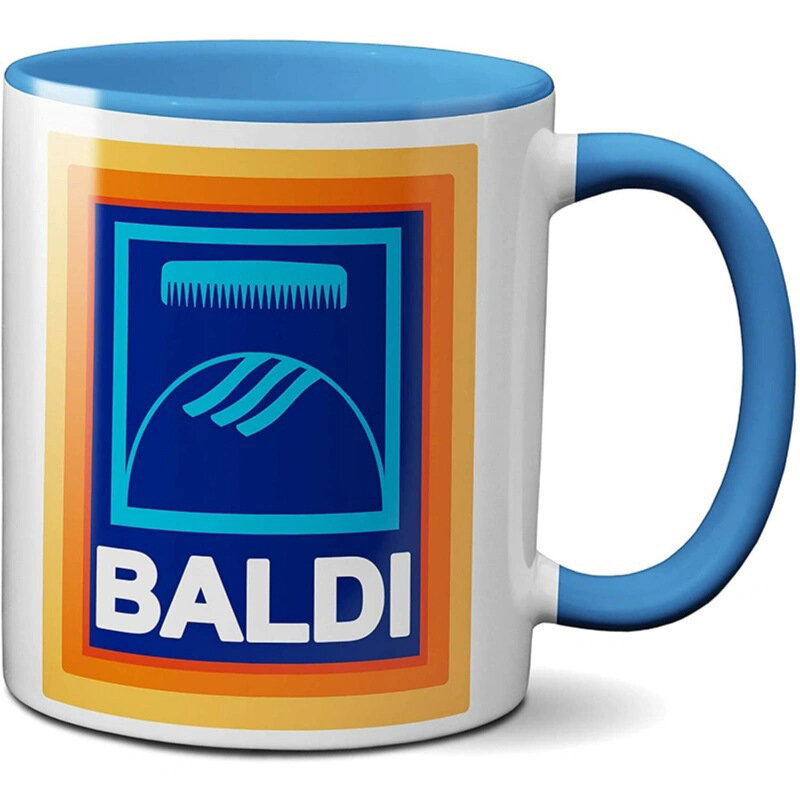 Забавная керамическая кофейная кружка "BALDI" с изображением лысой головы и расчёски — забавный подарок — 350 мл, 8,2 x 9,5 см