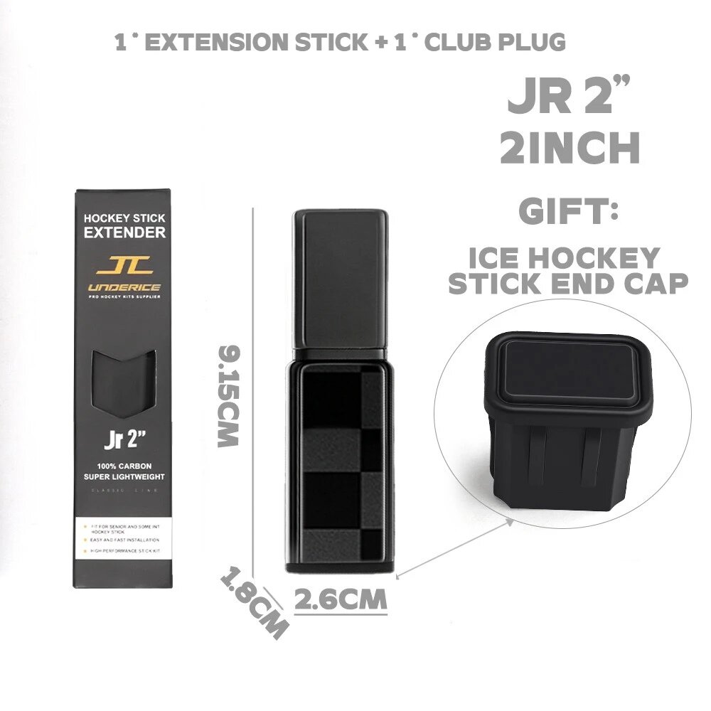 UICE Удлинитель для хоккейной клюшки 4 дюйма для взрослых Черный, JR-2inch-1pc