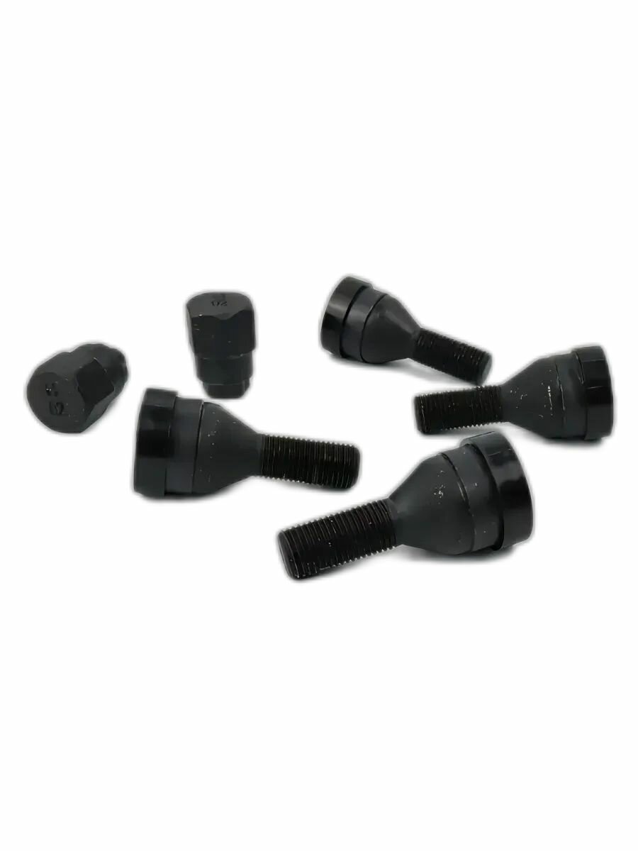 Секретные колесные болты M12x1.25x25 черные под штампованные диски 2101,2108