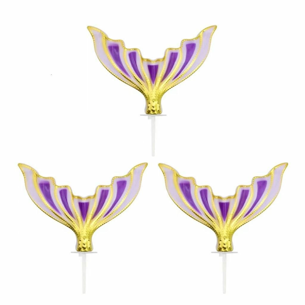 3 украшения торта с хвостом русалки-фиолетовый