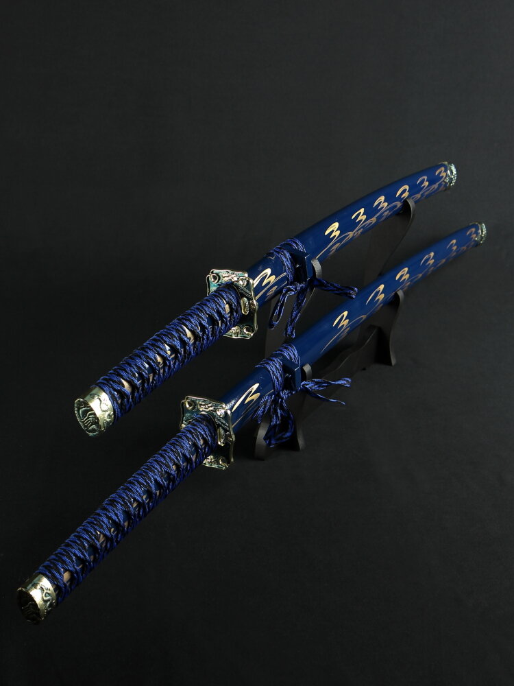 Набор самурайских мечей, 2 шт. Ножны синие с желтым