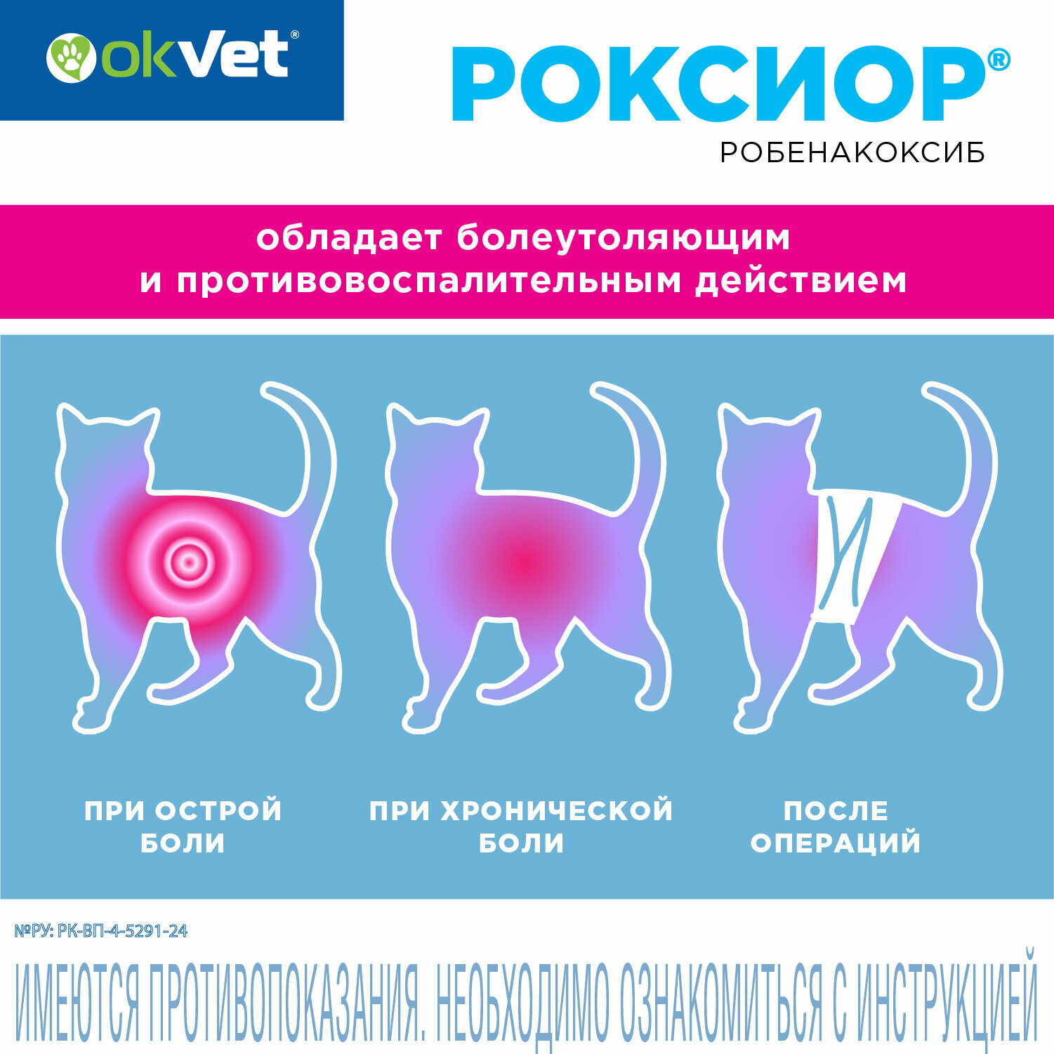Роксиор обезболивающее для кошек весом от 2,5 до 12 кг, 10 таб (робенакоксиб 6 мг/таб) — фото 1