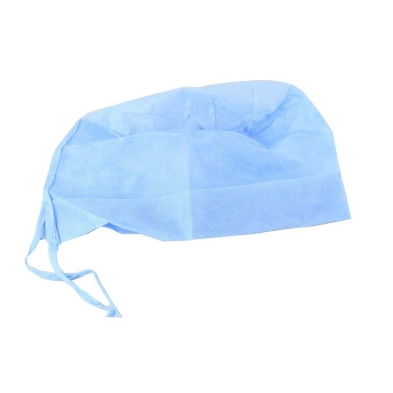 Шапочка "Колпак" (модель Пилот) гекса с завязками, размер 54-62, спанбонд плотность 42 г/ м2, голубая, 25 штук