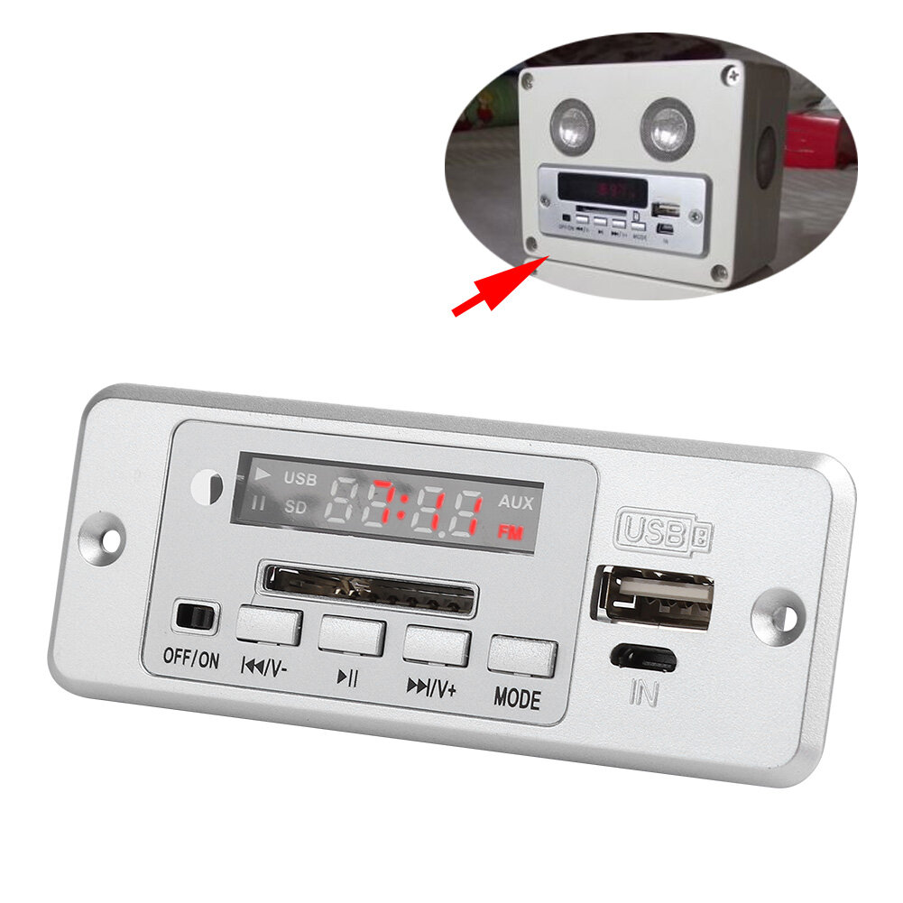 5V MP3 Audio Decoder Module USB FM Radio Decoding Board Music Player with Power AmplifierSilver — фото 1