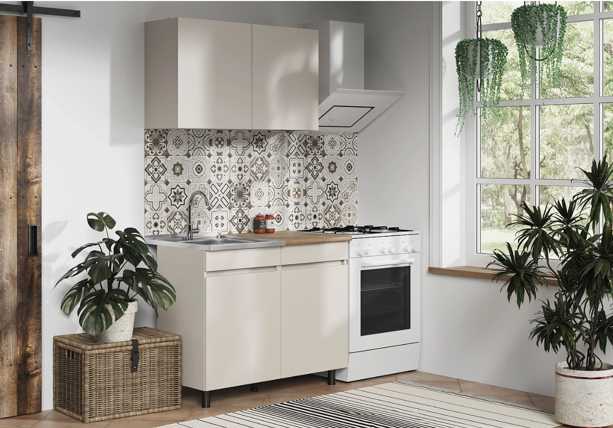 Кухонный гарнитур МК Стиль "У-дача", ЛДСП, цвет бежевый, 100 см