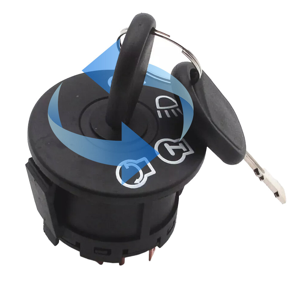 4-позиционный 7-контактный замок зажигания с ключом для газонокосилок и минитракторов