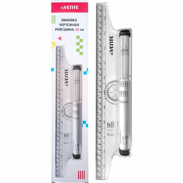 Рейсшина 30 см с ударопрочным пластиковым роликом внутри