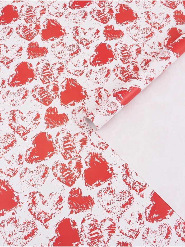 Бумага упаковочная глянцевая «Сердечки», 100×70 см, 1 шт.