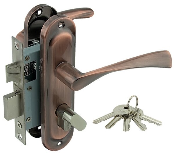 Замок врезной 50/L76-ЦМВ70 межосевое 50 мм ключ/вертушка AC (медь) MARLOK