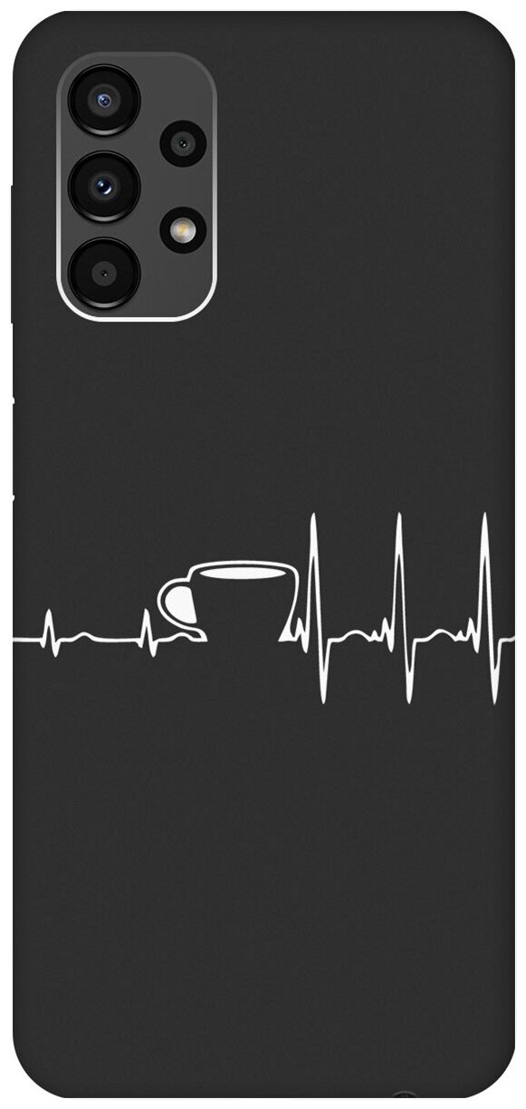 Матовый чехол Coffee Cardiogram W для Samsung Galaxy A13 4G / Самсунг А13 4Г с 3D эффектом черный