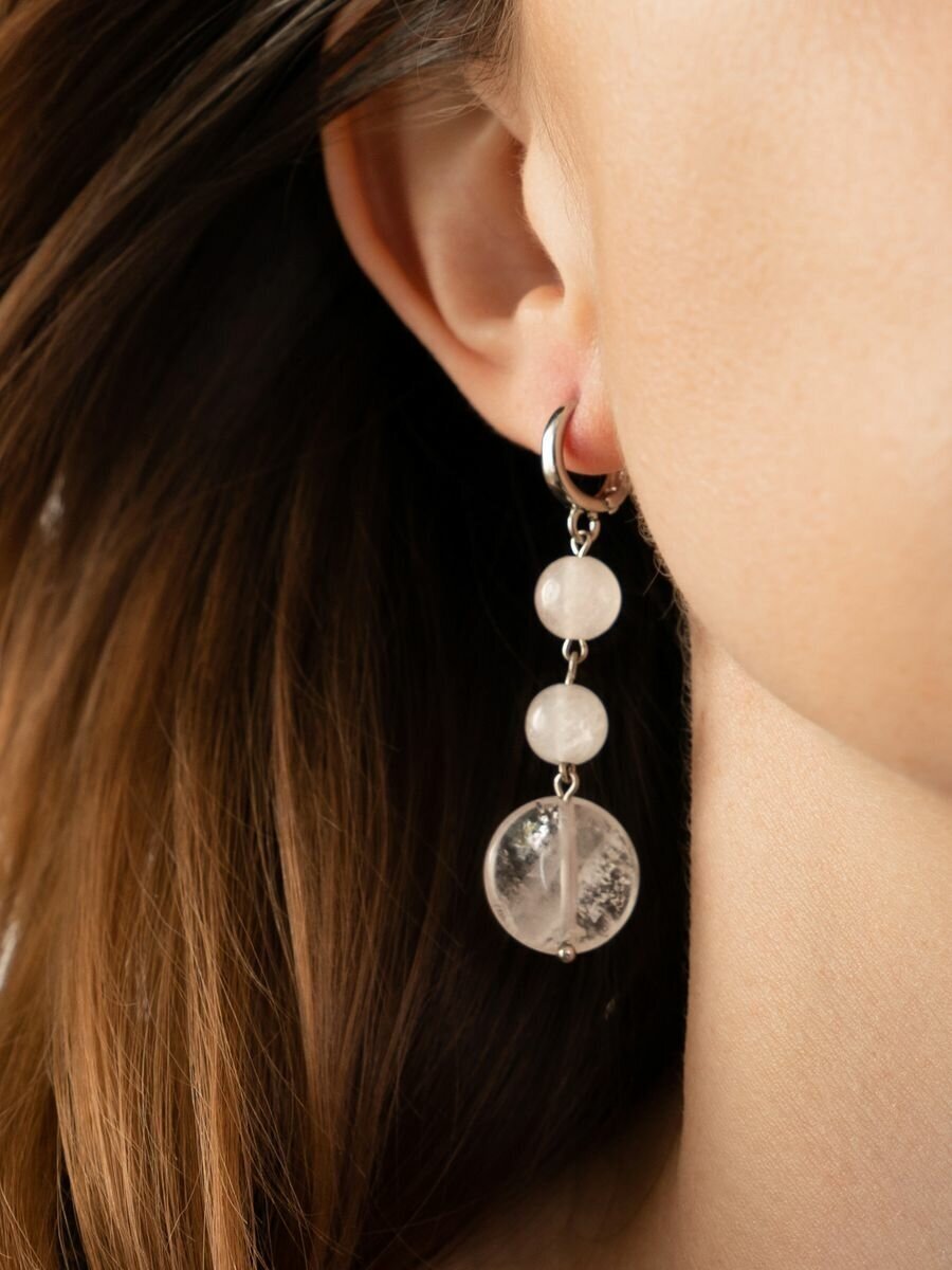 Серьги с подвесками, двусторонние Koshika, горный хрусталь