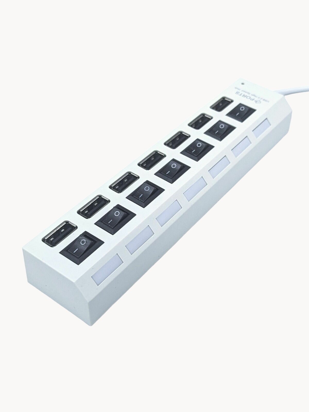 USB-ХАБ / разветвитель / USB-hub 7 портов с выключателями, белый