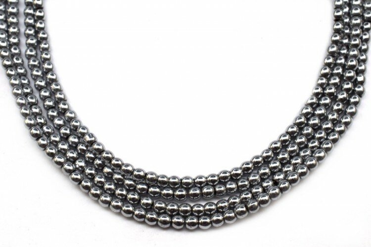 Бусина Гематит немагнитный, форма круглая 2мм, цвет платина, 538-023, 20шт