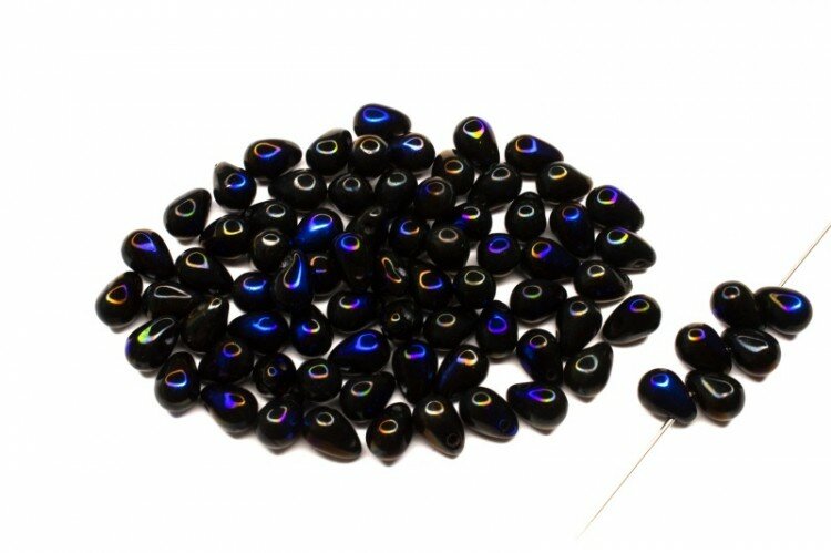 Бусины Side Drill Tear Drop 6х4мм, отверстие 0,8мм, цвет 23980/22203 Azuro непрозрачный, 754-054, 10г (около 70шт)