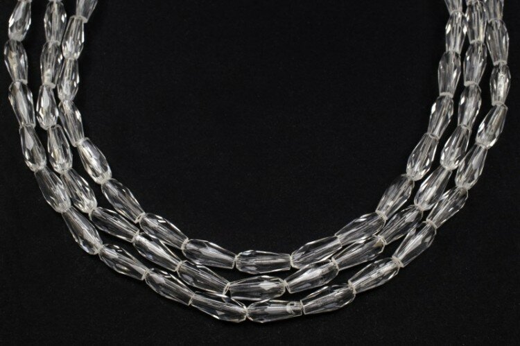 Бусина стеклянная граненая Капля 9х4мм, цвет прозрачный, 503-068, 10шт