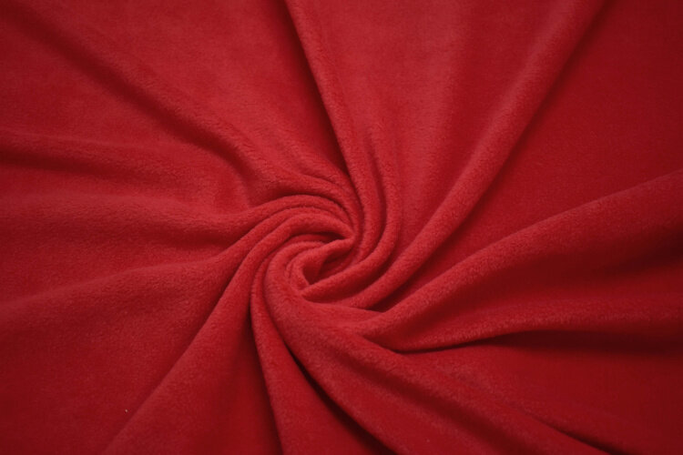 Ткань флис антипиллинг 280 гр, цвет красный. Готовый отрез 1*1,5м