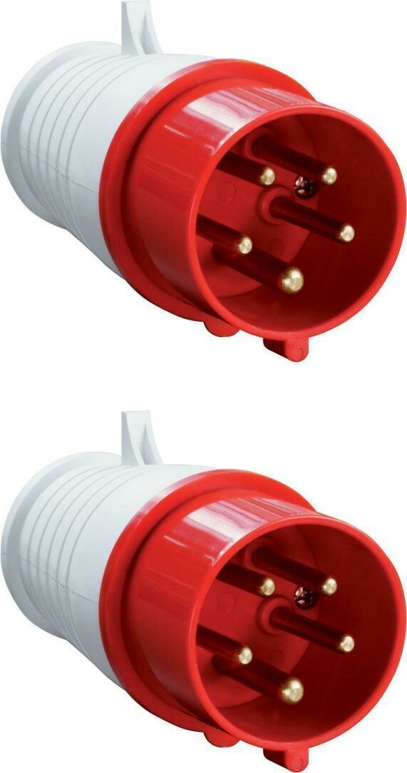 Вилка силовая переносная IEK 3Р+РЕ+N 16А 380В пластиковая IP44 (комплект из 2 шт)