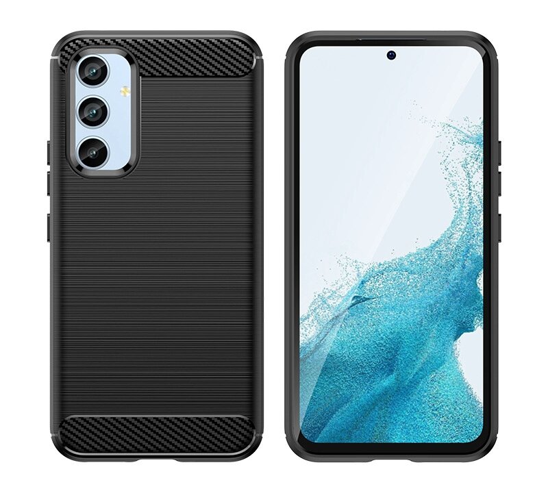 Чехол панель-бампер MyPads для Samsung Galaxy A54 из тончайшего и прочного силикона с матовой отделкой под карбон черный