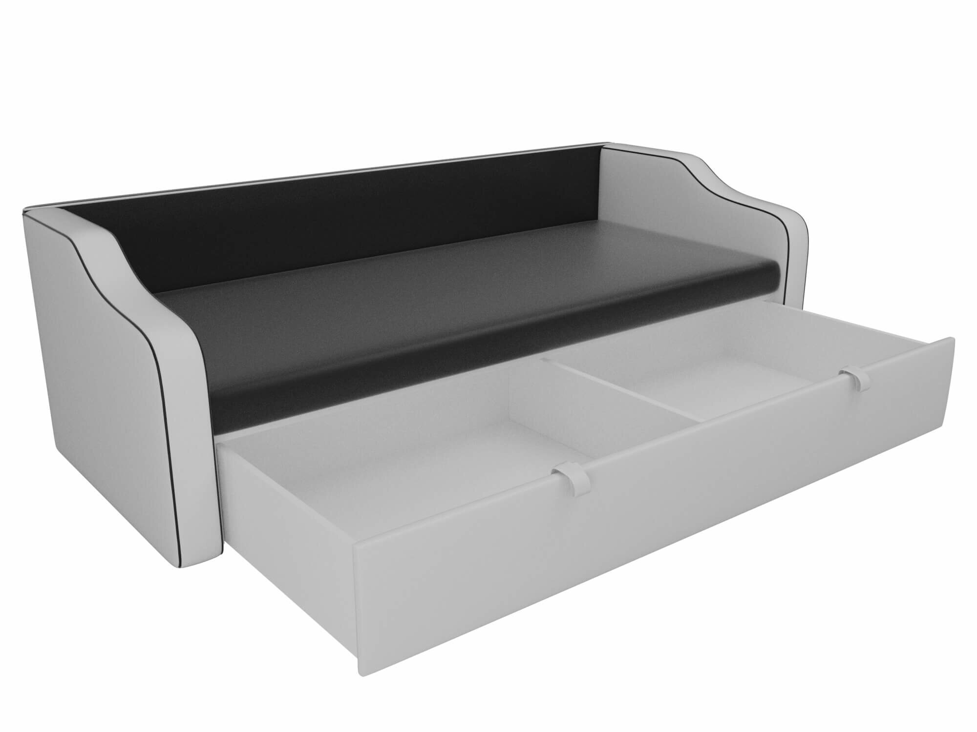 Artum Прямой диван Рико экокожа черный белый