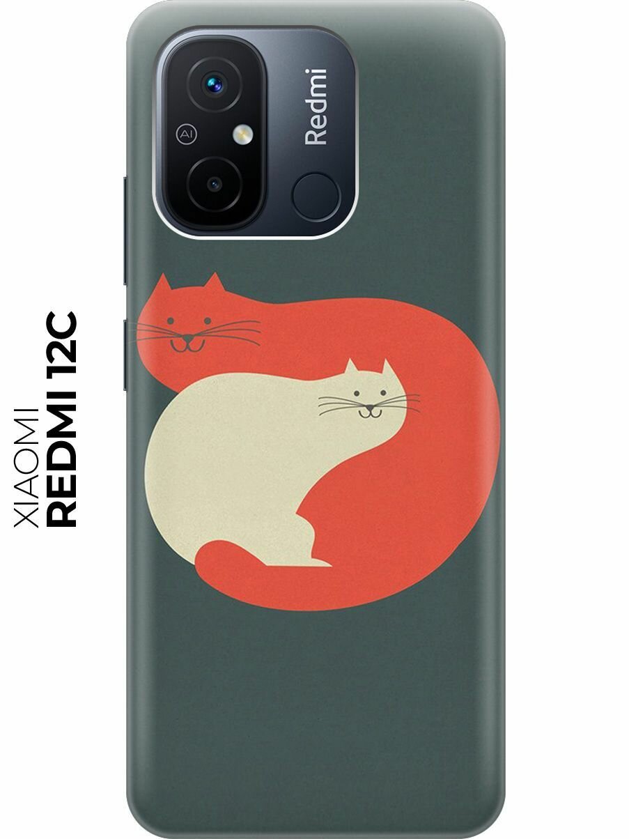 Силиконовый чехол Два котика на Xiaomi Redmi 12C / Сяоми Редми 12С