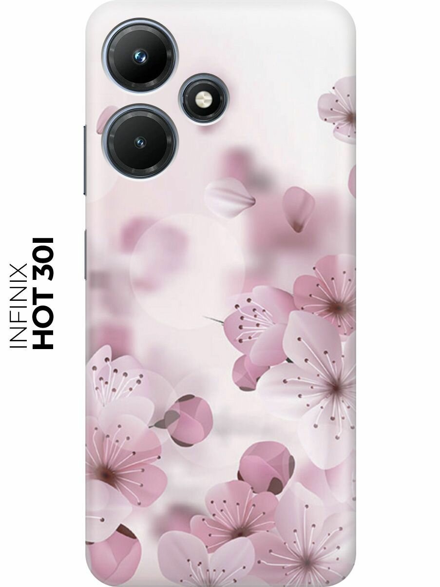 Силиконовый чехол Бело-розовые цветочки на Infinix Hot 30i / Инфиникс Хот 30и