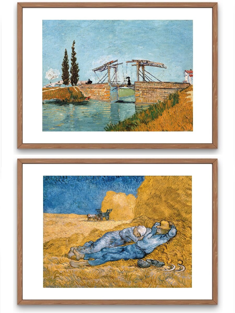 Набор интерьерных постеров "Картины Винсента Ван Гога. Пейзажи в желтых тонах." 2 шт, 30 х 40 см (без рамок)