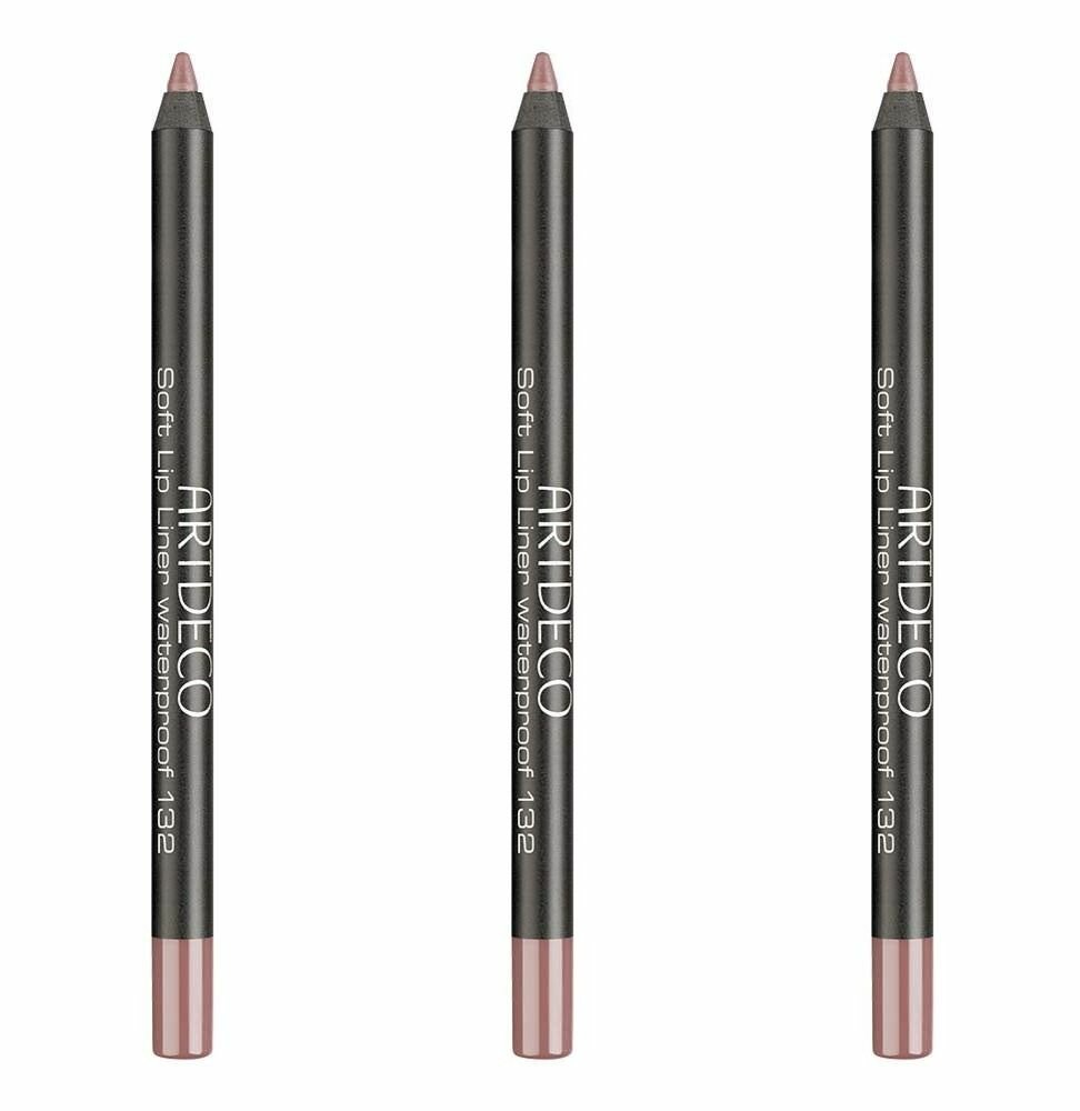 ARTDECO Водостойкий карандаш для губ Soft Lip Liner Waterproof тон 132, 3 штуки