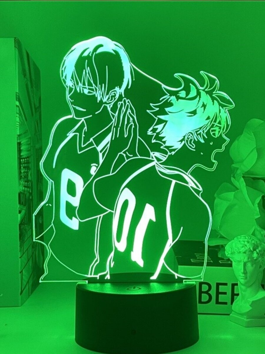 Ночник Аниме Волейбол Куроко - Anime Haikyu. Подарок фанату аниме и манги — декор в комнату с любимыми персонажами, в стиле отаку и японской анимации.