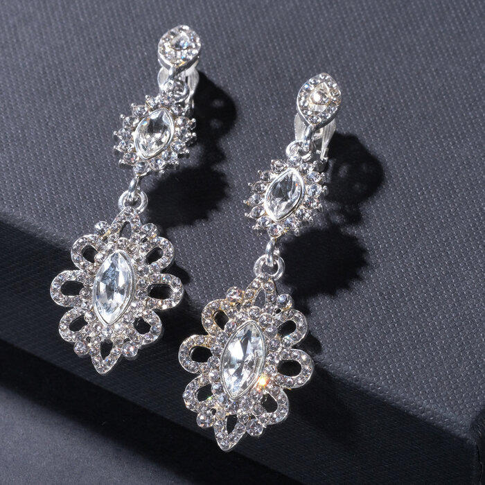 Серьги клипсы, фианит